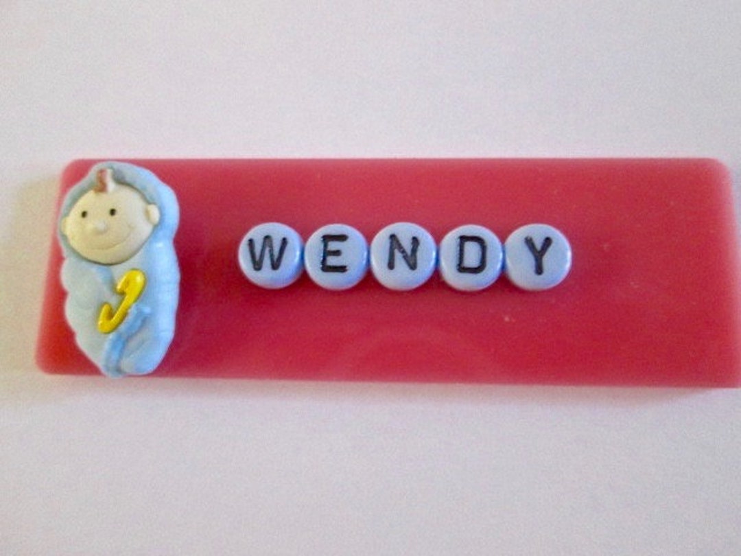 Name Tag ID Badge Custom Magnet or Pin Backing With Baby Charm ...