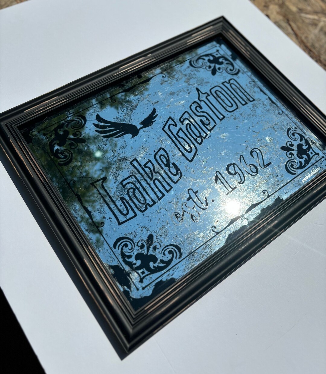 Lake Sign, Lake Gaston Antiqued Mirror - Etsy