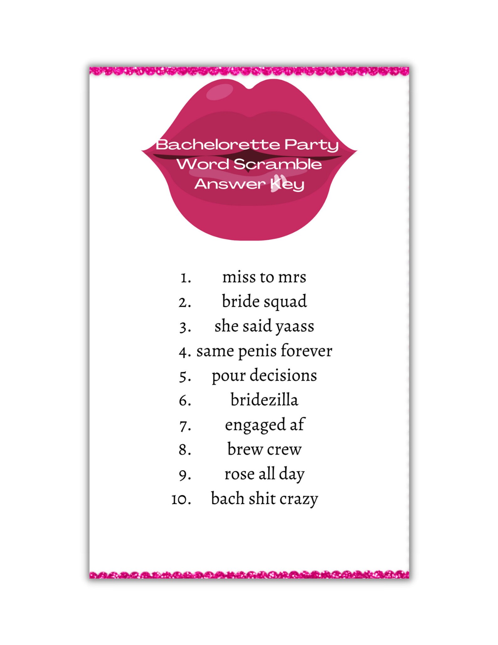 Bachelorette Party Word Scramble - Bridal Party Game - Digital Download ...