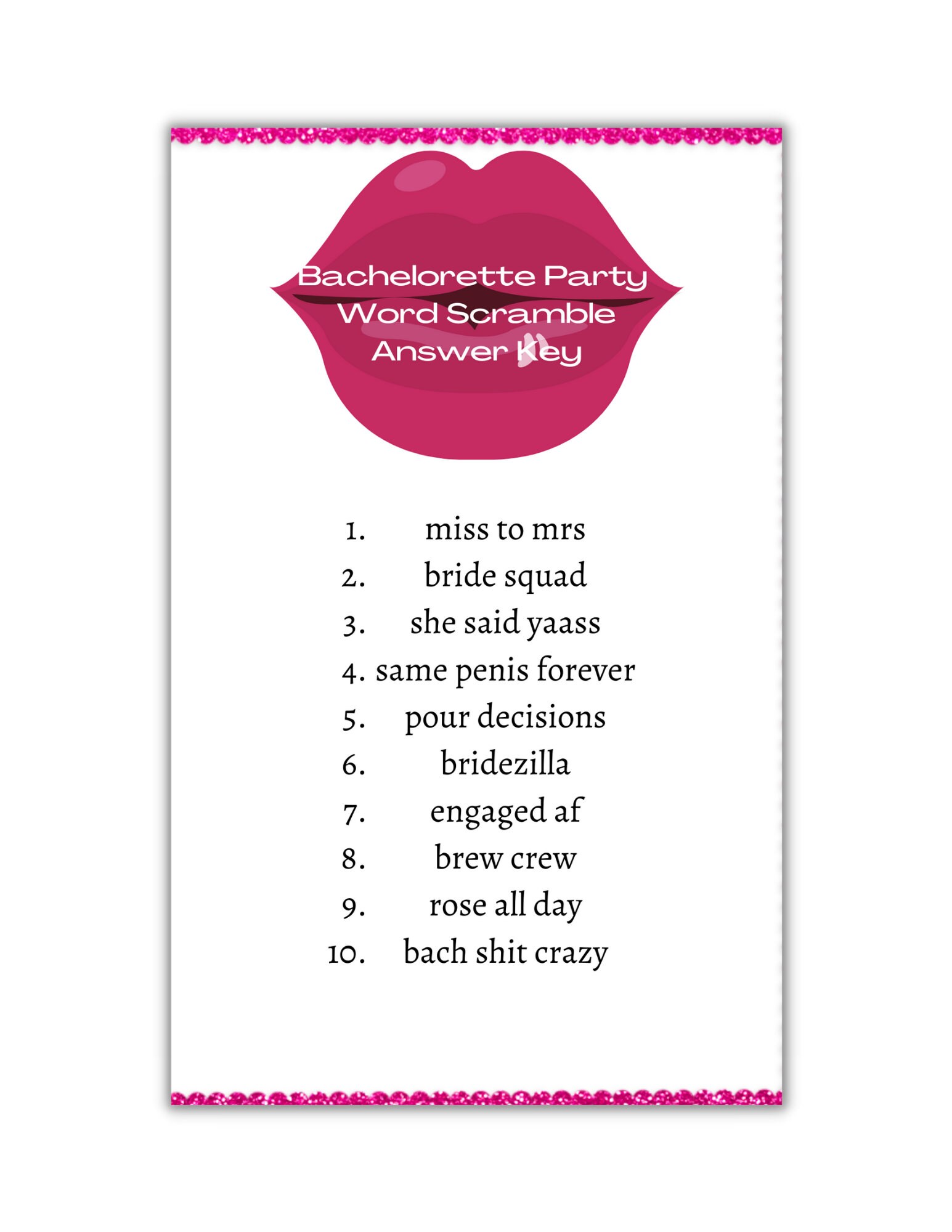 Bachelorette Party Word Scramble - Bridal Party Game - Digital Download ...