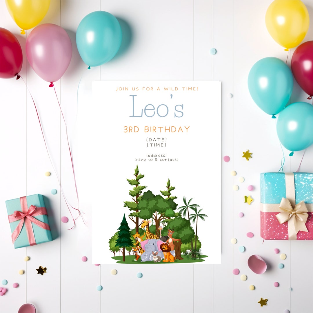 Editable Safari Birthday Invitation Template, Safari Party Invite ...