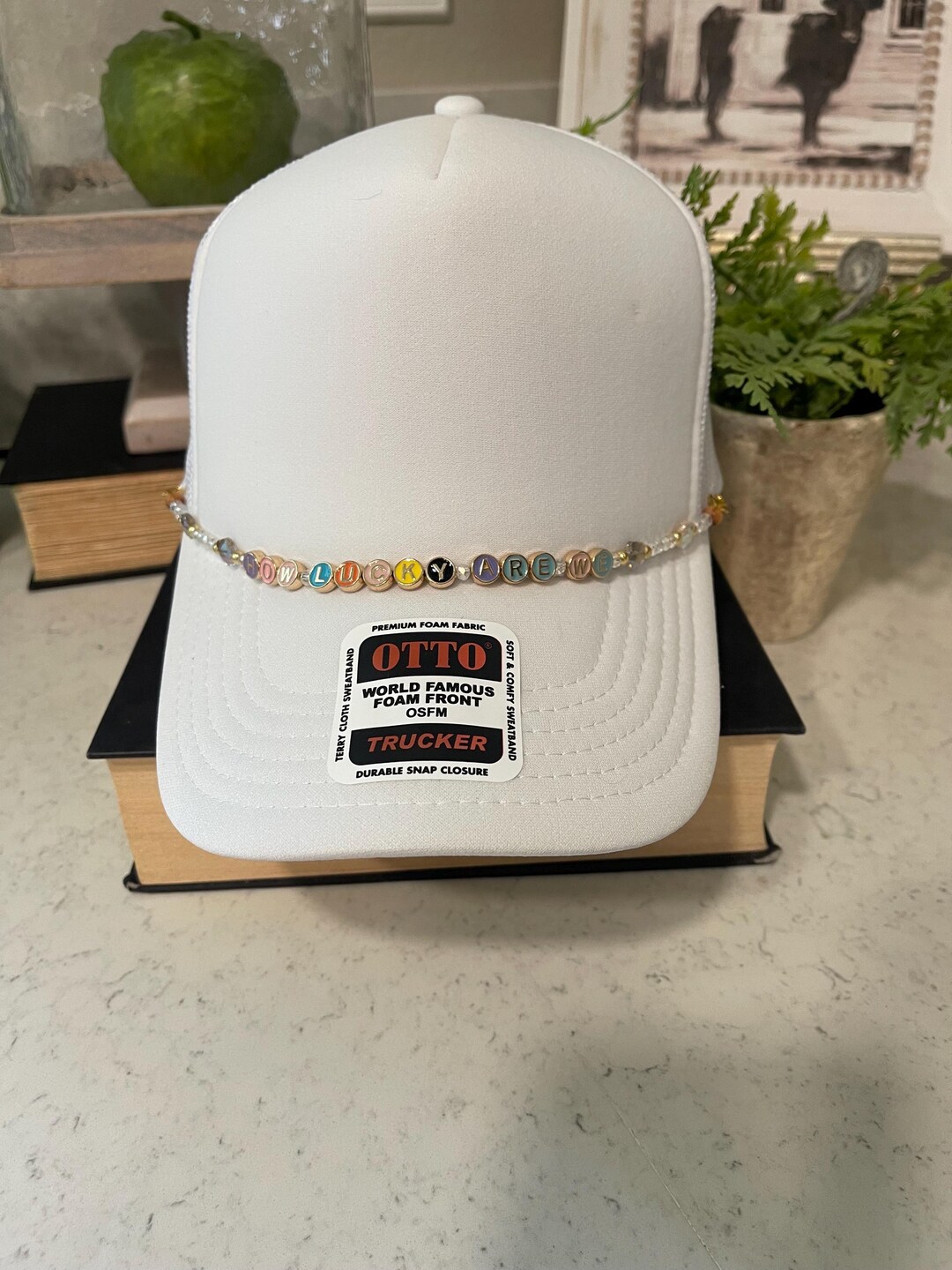 Custom Trucker Hat Chain L Trucker Hat Chain With how Lucky Are We L ...