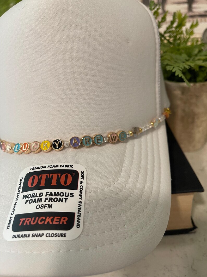 Custom Trucker Hat Chain L Trucker Hat Chain With how Lucky Are We L ...