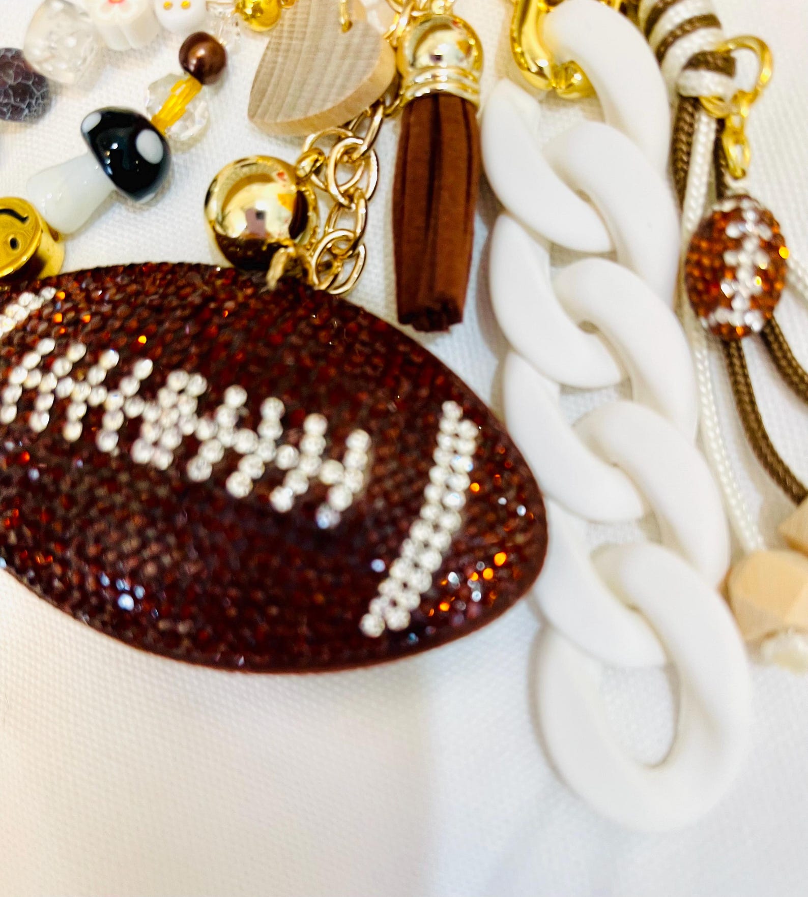 Custom Football Bag Charm: Personalized Team Colors Keychain - Etsy