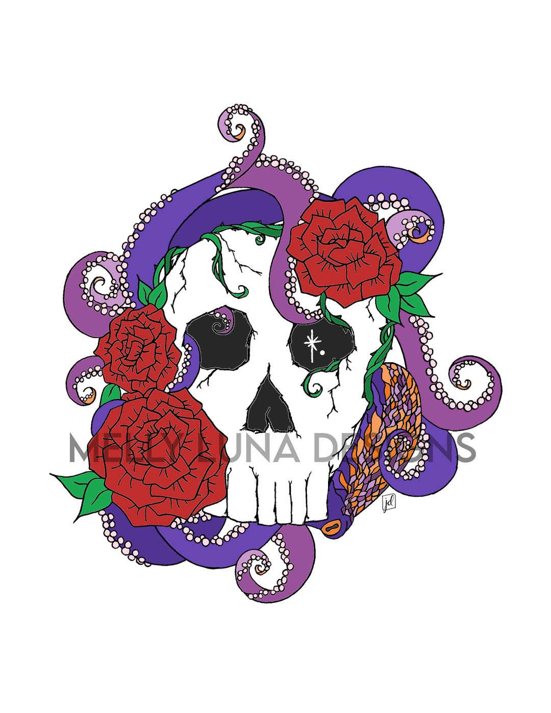 Octo-skull, Octopus, Skull, Spooky, Print - Etsy