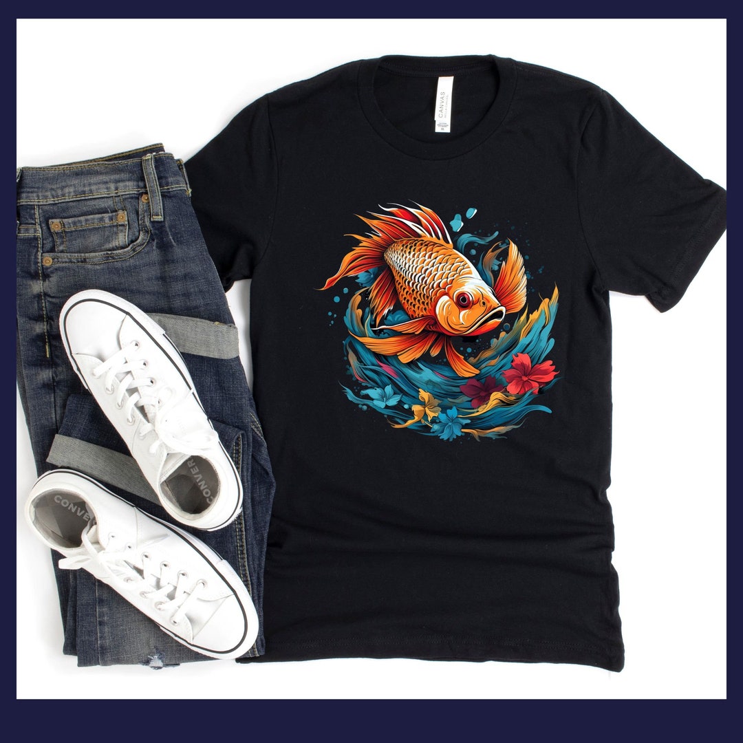 Watercolor Koi Fish Shirt Japanese Goldfish Shirt Rainbow - Etsy