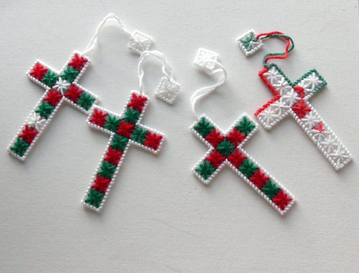 Christmas Cross Bookmarks Custom Plastic Canvas Bookmarks - Etsy