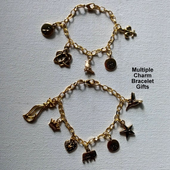 Custom Multiple Gold Charm Bracelet Gifts Gold Charm Bracelet Gifts Gifts for Her Candid Charms Gifts Charm Bracelet Jewelry