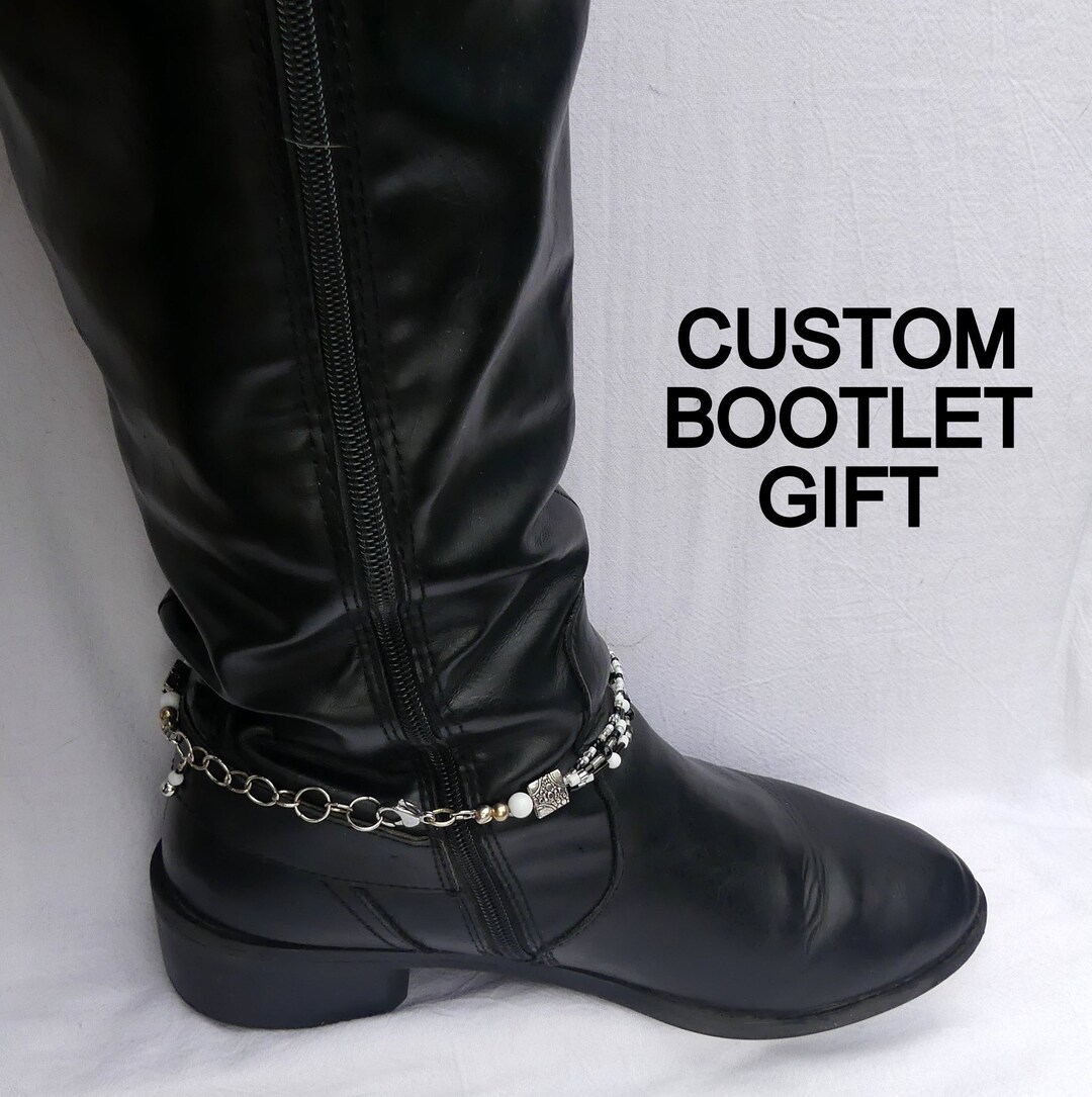 Custom Triple Strand Boot Anklet: Silver Plated Beaded Boot Jewelry - Etsy