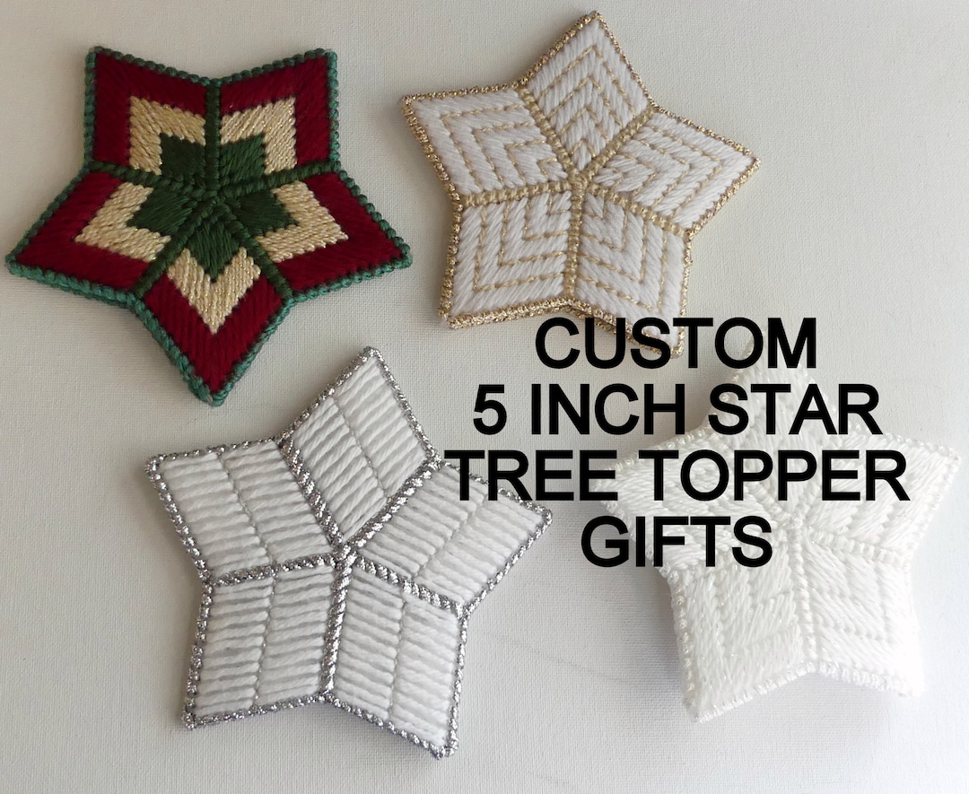 Large 5 Inch Star Tree Topper Gifts, Custom Large Plastic Canvas Tree ...