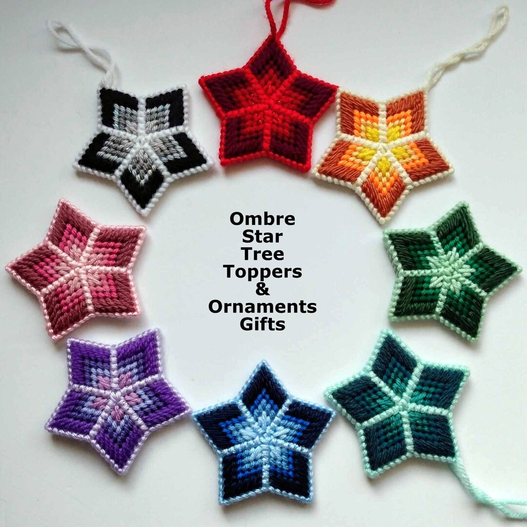 Ombre Star Tree Toppers & Ornaments Gifts, Heirloom Plastic Canvas ...
