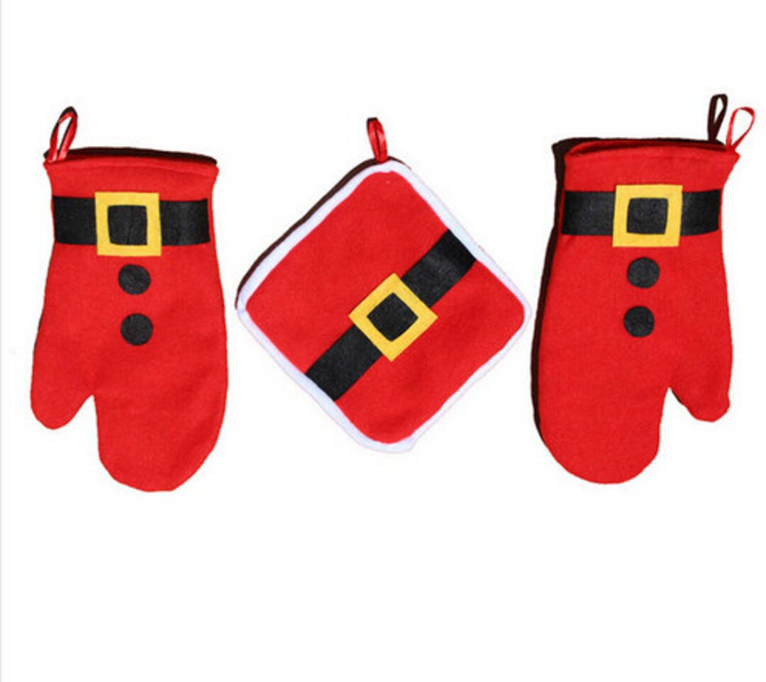 Santa Claus Oven Mitt Gloves Heat Pad Holiday Decorations - Etsy