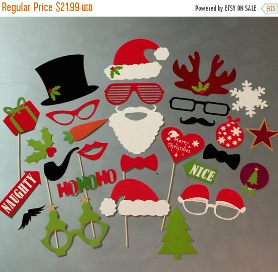 Holiday Decor Christmas Decor Photo Booth Props 28 Piece | Etsy