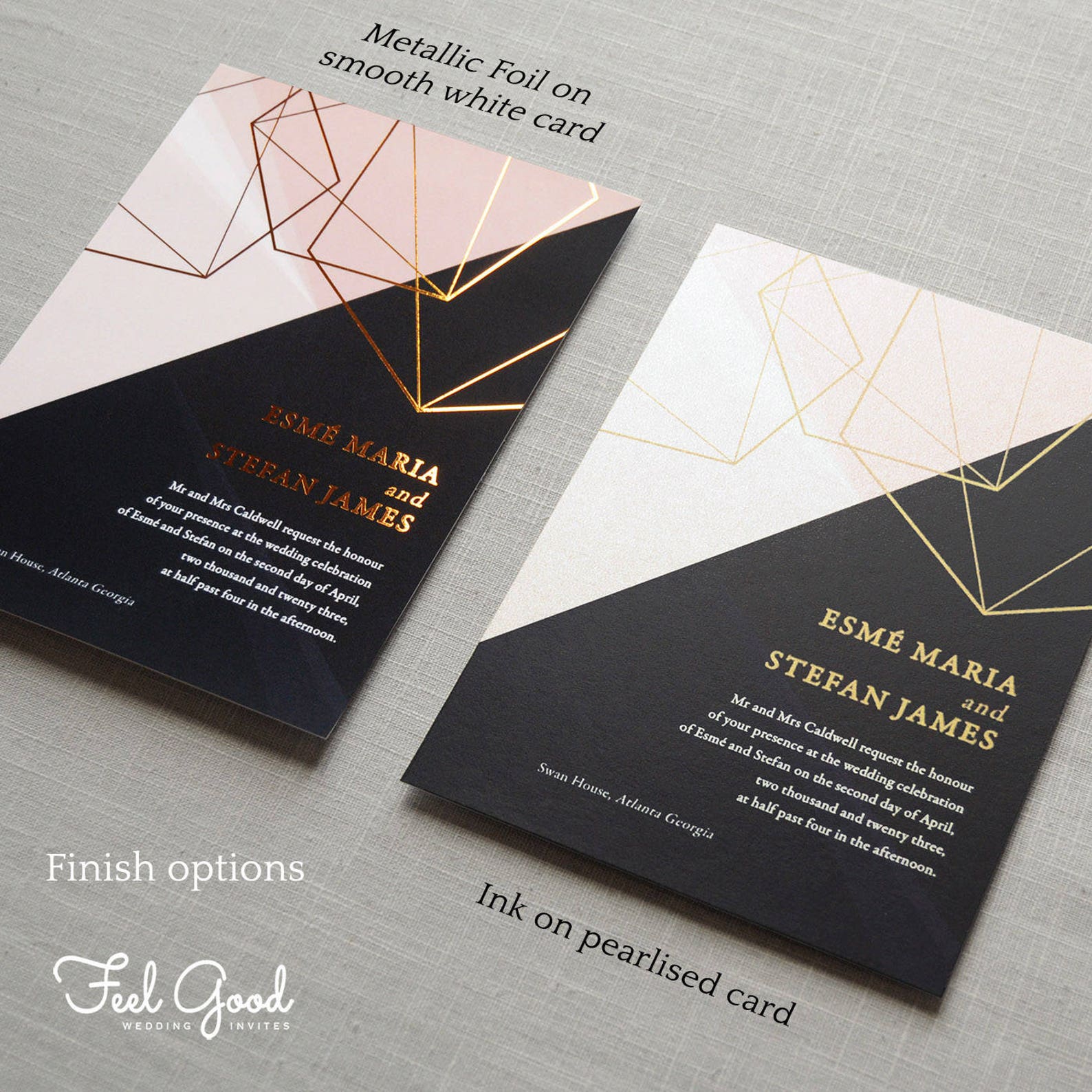 Prism Luxury Wedding Invitations Silver Gold or Rose Gold - Etsy