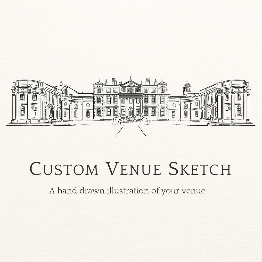 Custom Wedding Venue Line Drawing, Personalized Illustration (digital ...