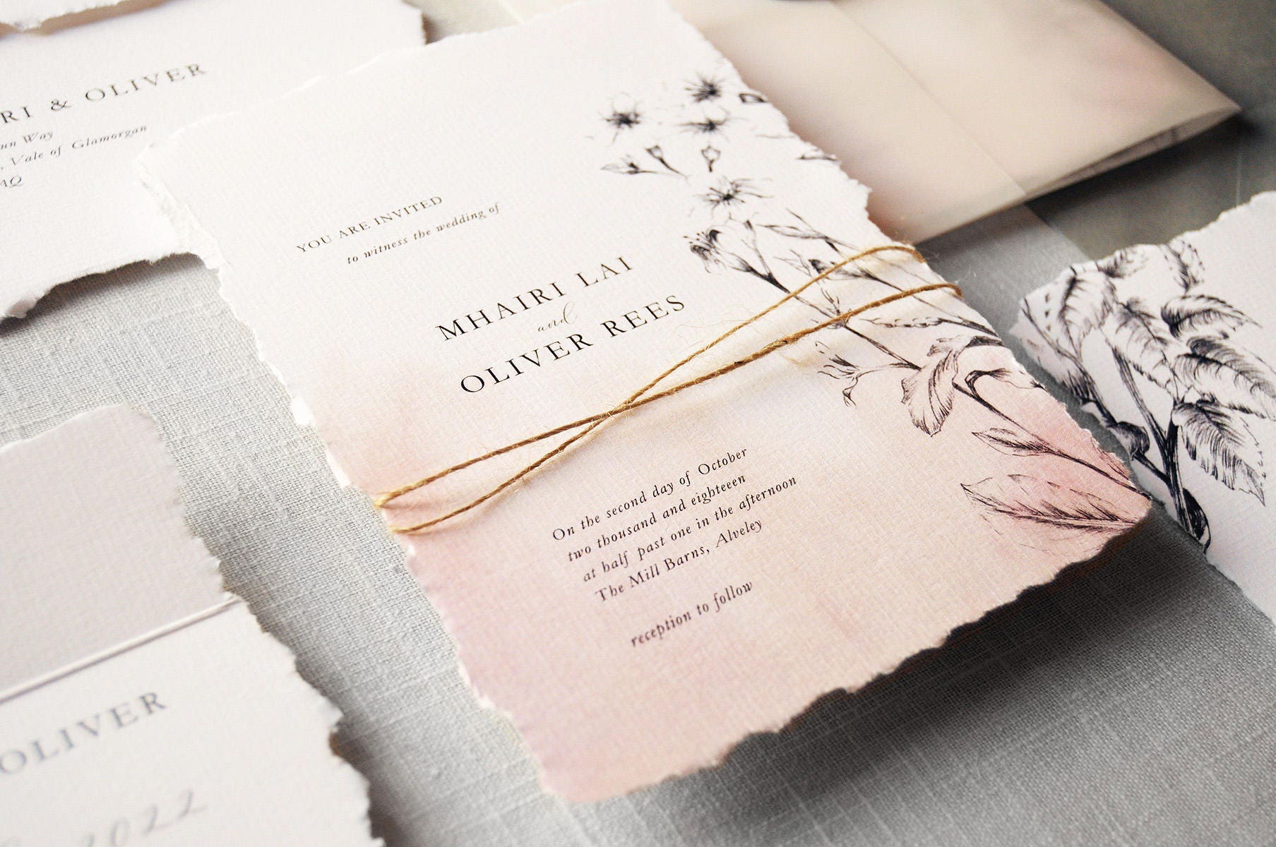 Daydream Luxury Wedding Invitation Set & Save the Date. Torn | Etsy