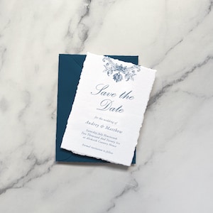 Vintage Blue Wedding Invitation. Custom Dusty Blue Royal Monogram With ...