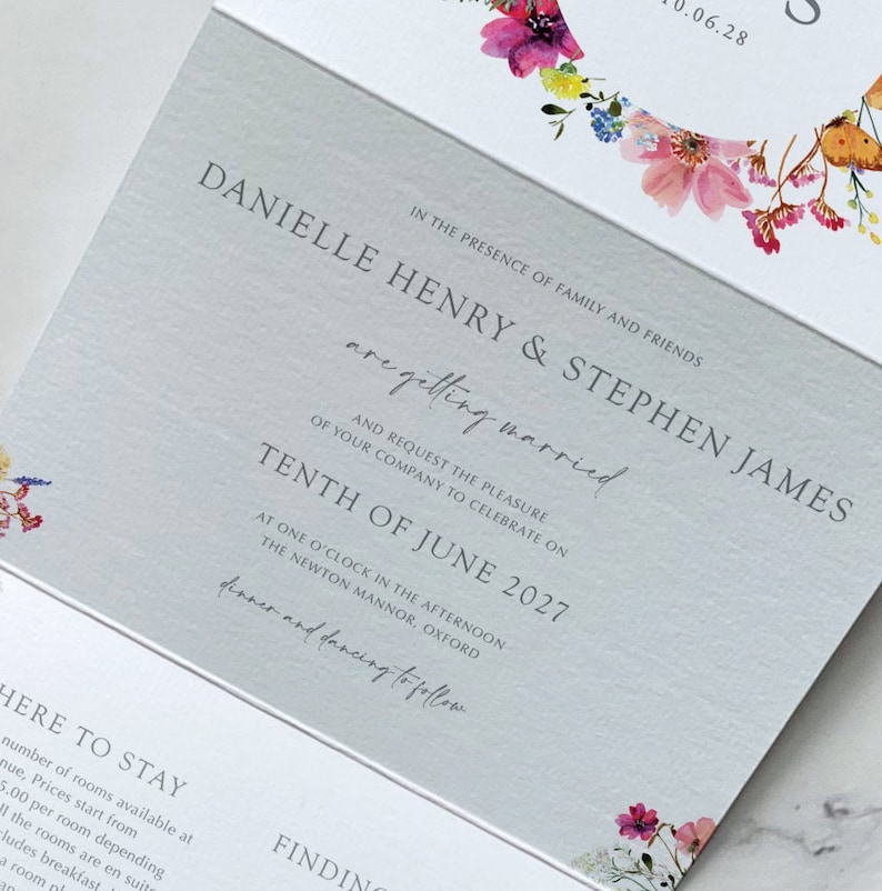 Flower Meadow Wedding Invitation - Wildflower Concertina Wedding Invite ...