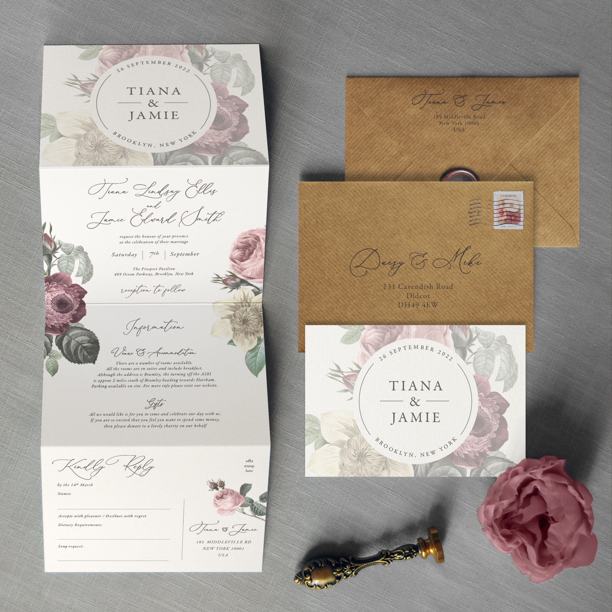 Invitations & Announcements All in One Wedding Invite Tri Fold Invite ...
