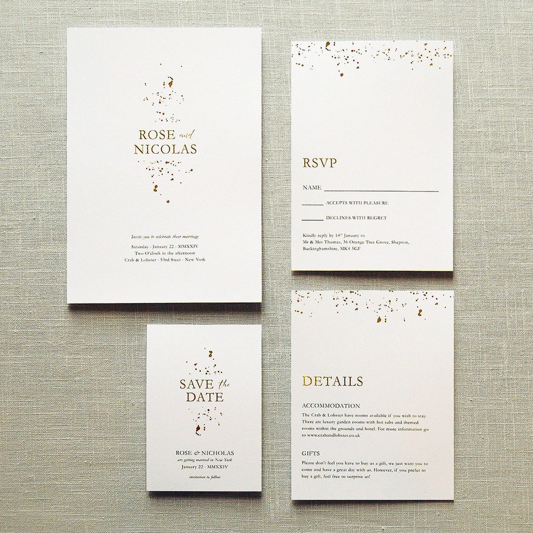 Alchemy - Foil Wedding Invitations Set on Luxury Card - Silver, Gold or ...