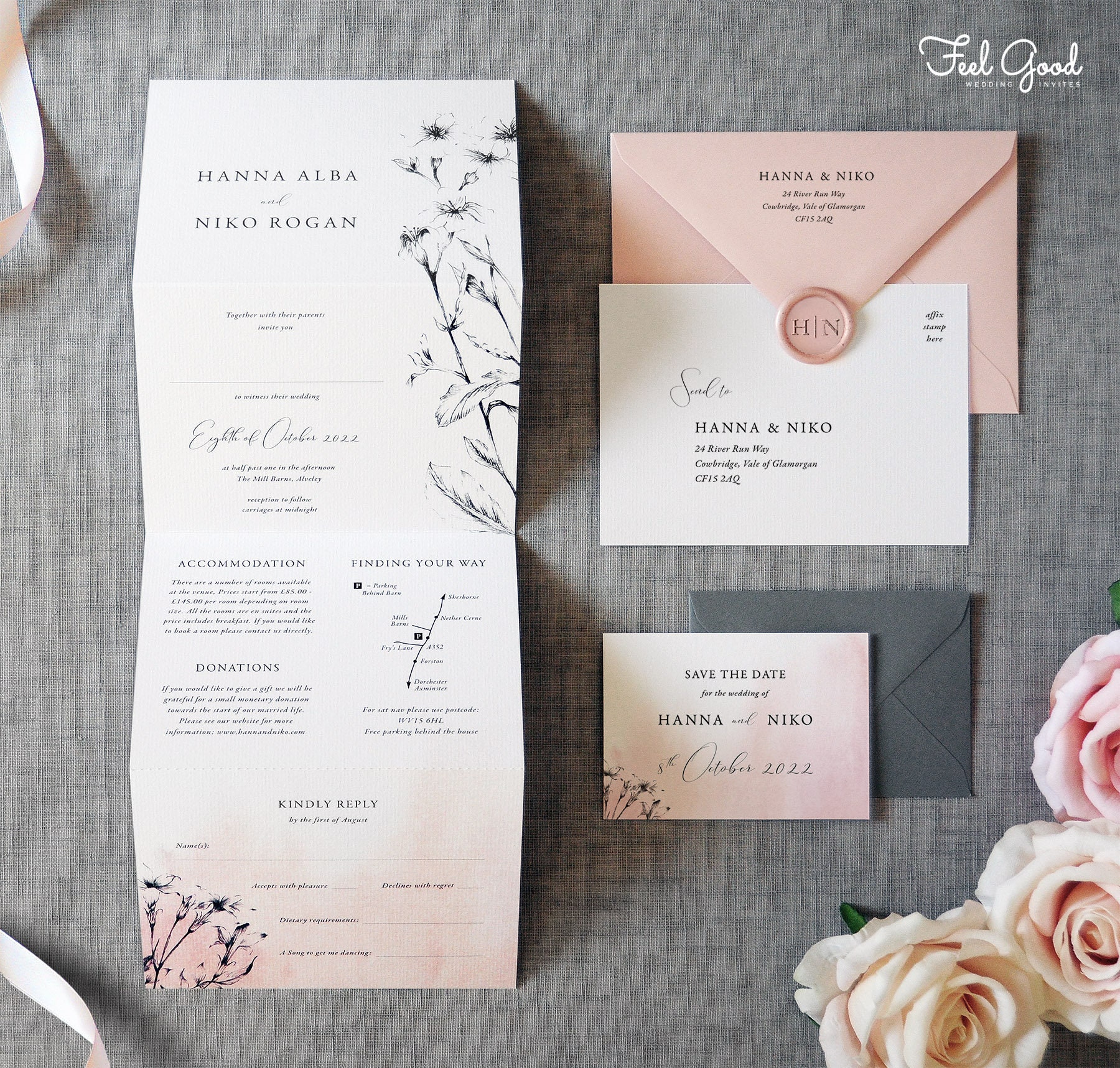 Dreamy Luxury Trifold Wedding Invitations & Save the Date or - Etsy UK