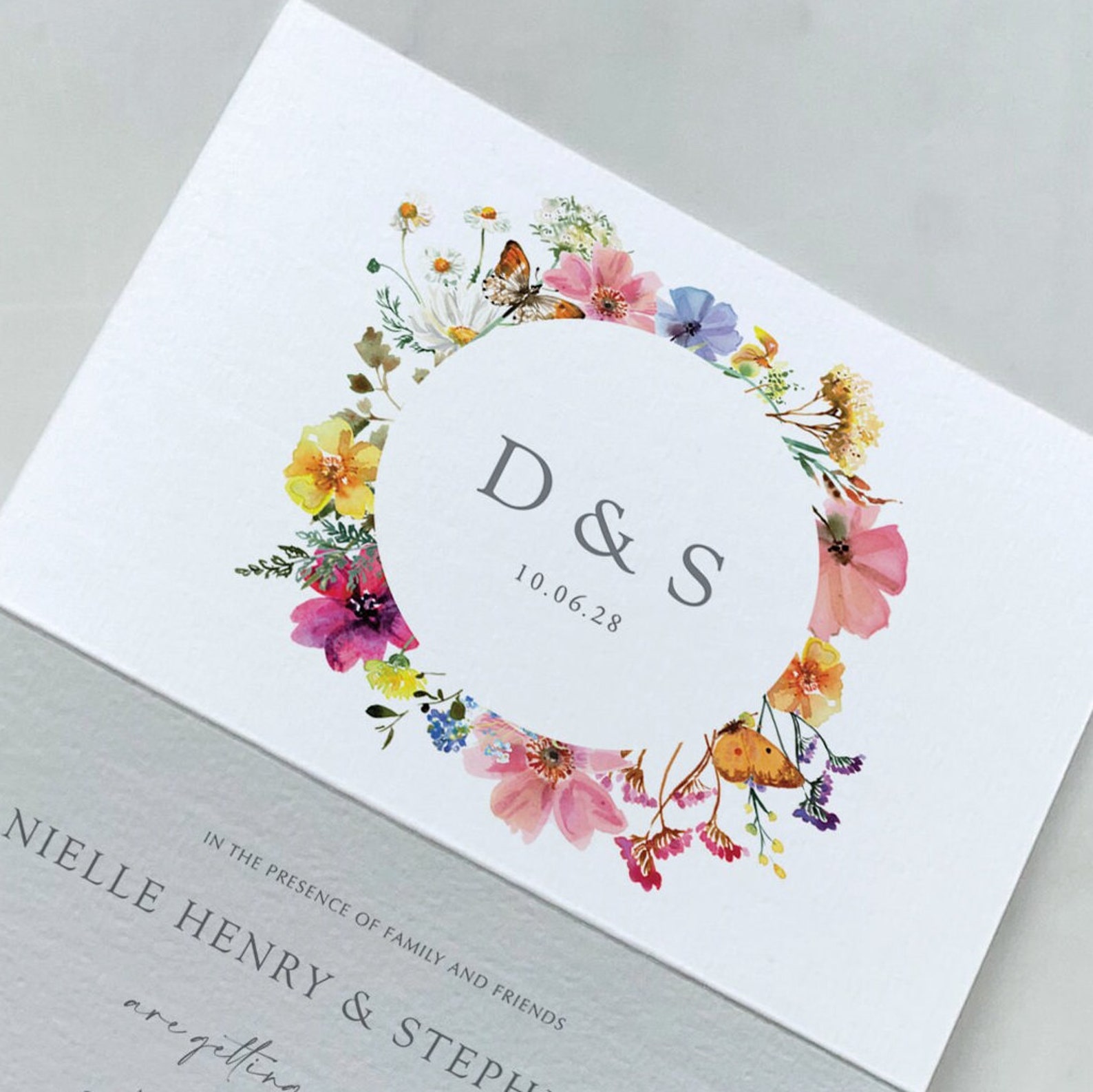 Flower Meadow Wedding Invitation - Wildflower Concertina Wedding Invite ...