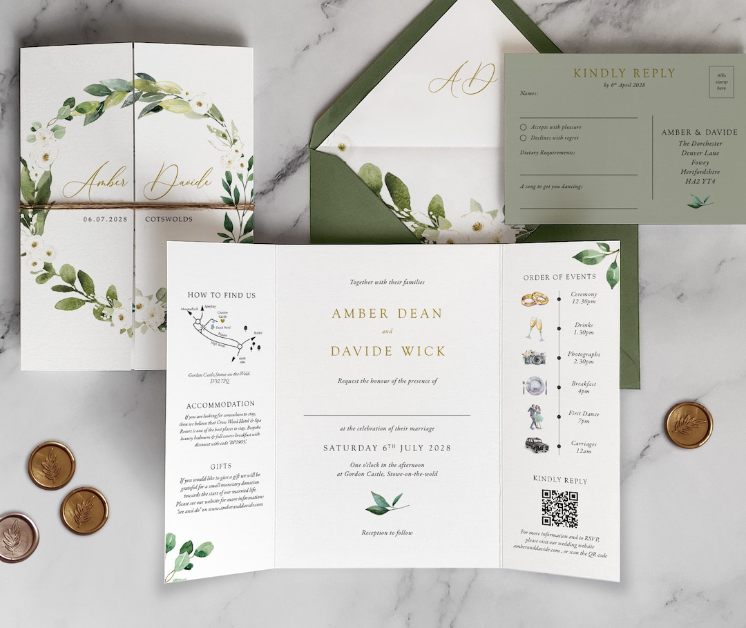 Eucalyptus Gate Fold. Luxury Wedding Invitation. Greenery Wedding ...