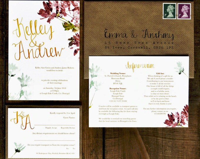 Blue China Wedding Invitation Set. Willow Pattern and Delft | Etsy