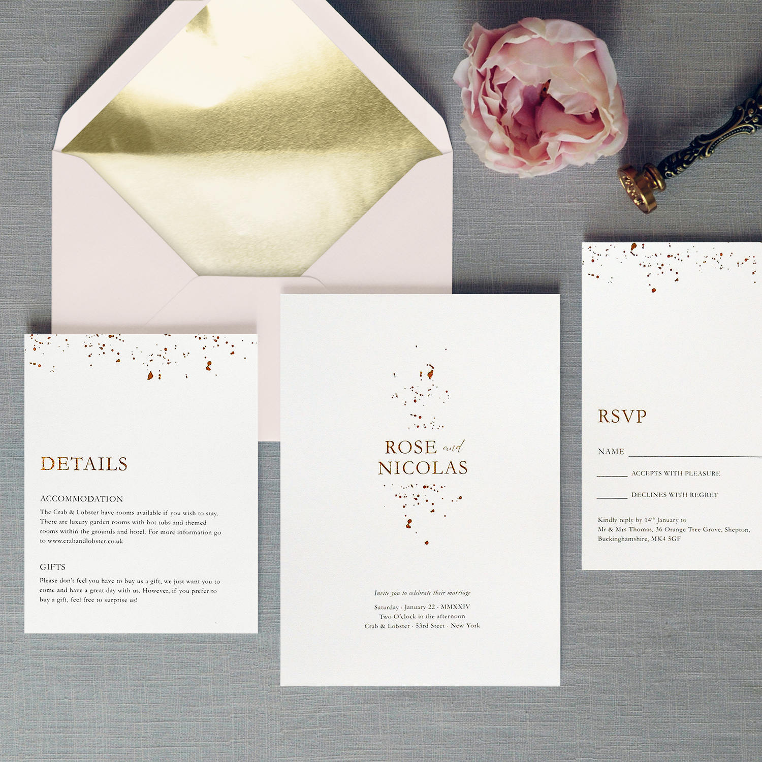 Alchemy Foil Wedding Invitations Set on Luxury Card | Etsy