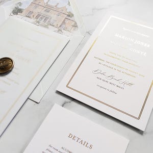 Simple Foil Wedding Invitation. Gold Foil Printed on Double-thick ...