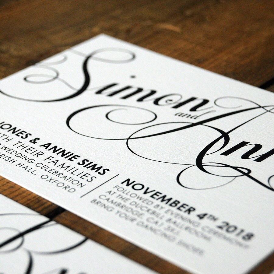 Modern Script - Wedding Invitation Set on Luxury Card - Modern Wedding ...