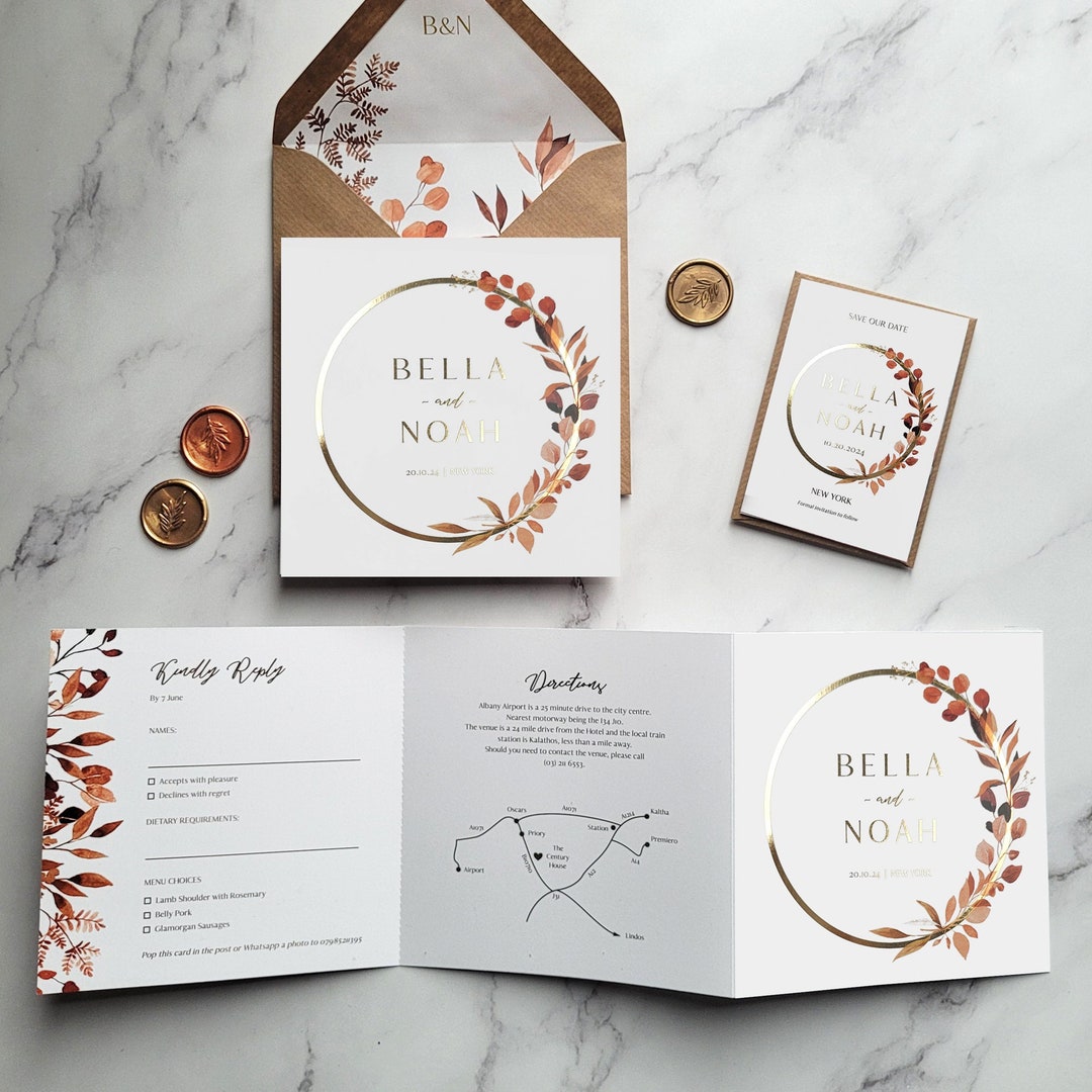 Fall Hoop - Autumn Wedding Invitations & Save the Date. Fall Wedding ...