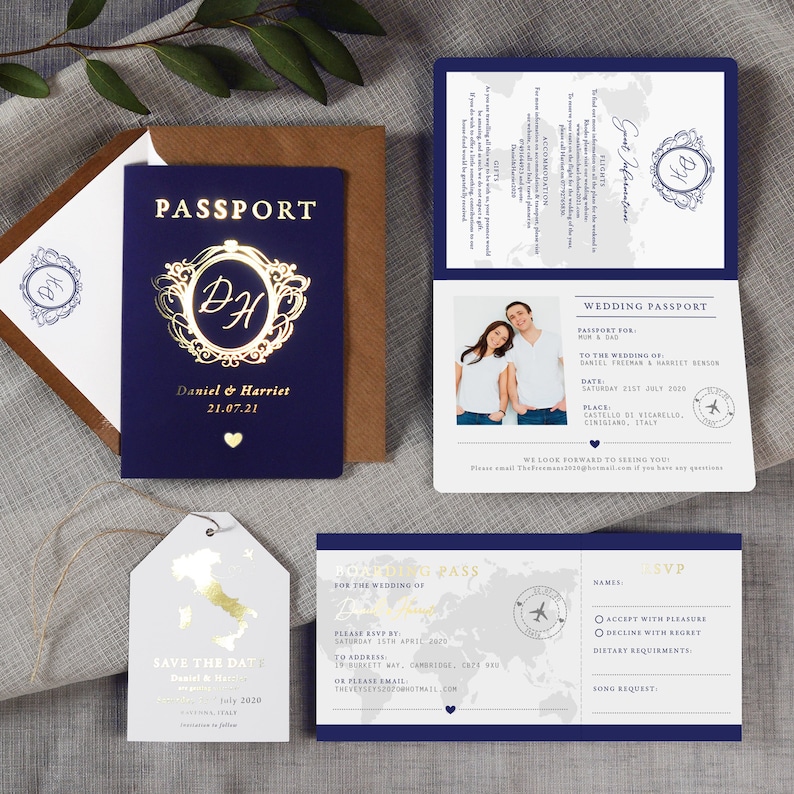 Passport Wedding Invitation Boarding Pass Rsvp Luggage Tag Etsy