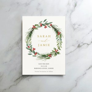 Christmas Folding Wedding Invitation, Winter Wedding Invites, Luxury ...