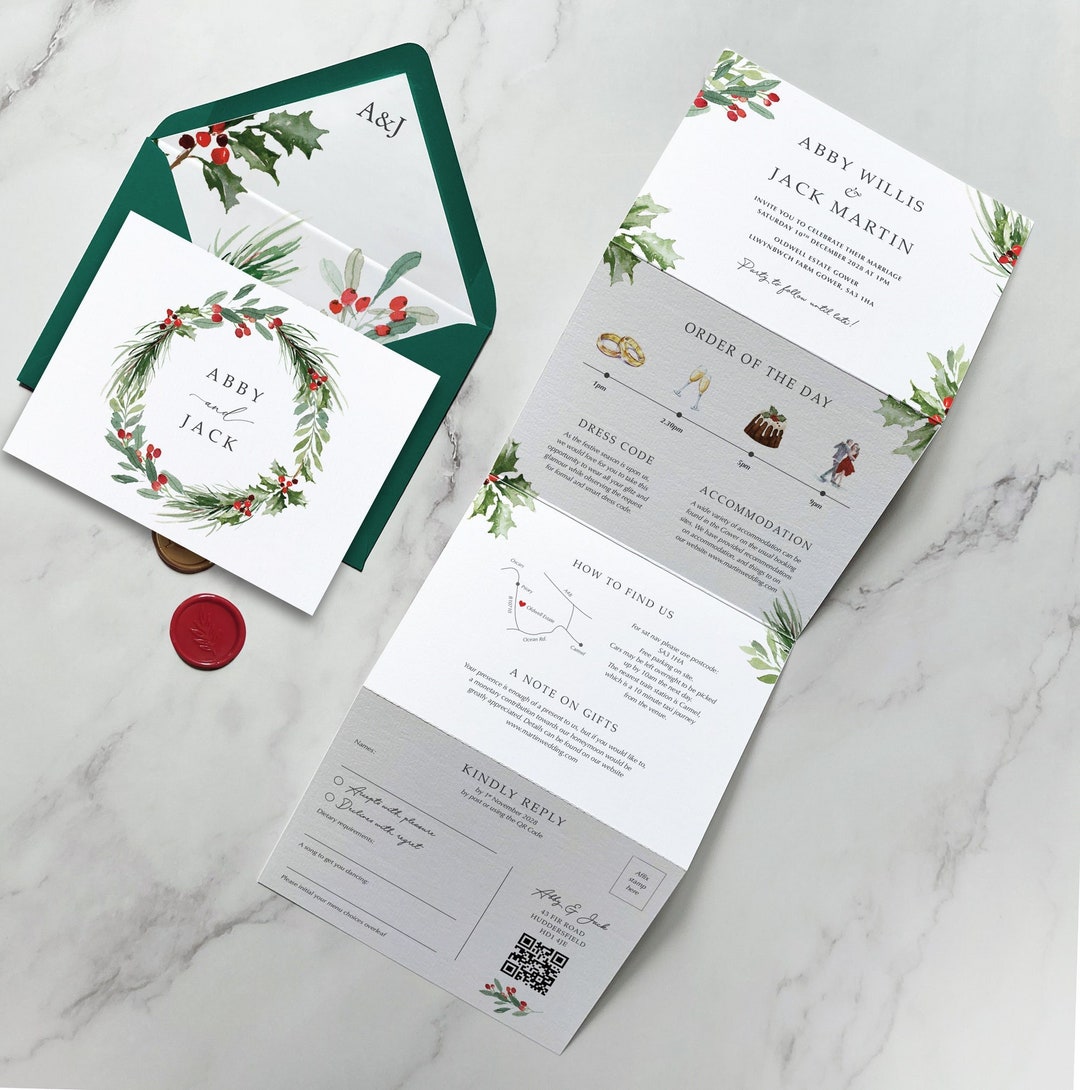 Christmas Wedding Invitation, Winter Wedding Invitations, Luxury ...