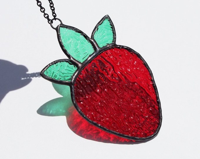Strawberry Stained Glass Suncatcher - Etsy