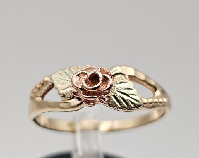 Rose Ring in 10k Yellow and Rose Gold, Nature Inspired Jewelry, Floral ...