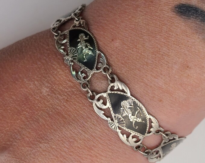 Siam Temple Dancer Panel Bracelet, Vintage Silver Siam Bracelet ...