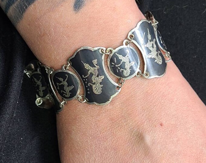 Siam Temple Dancer Bracelet, Sterling Silver Enameled Temple Dancer ...