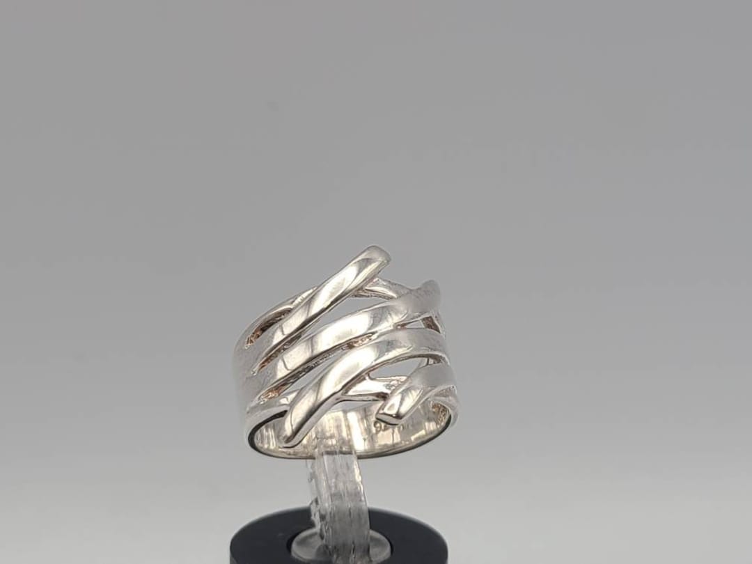 Silver Bypass Band, 925 Silver Crossover Band, Vintage Openwork Ring ...
