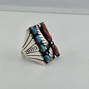 Vintage Tim Kee Whitman Sterling Silver Turquoise and Coral Navajo ...