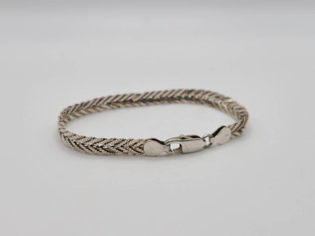 Woven Silver Bracelet, 925 Silver Braided Bracelet, Vintage Silver ...