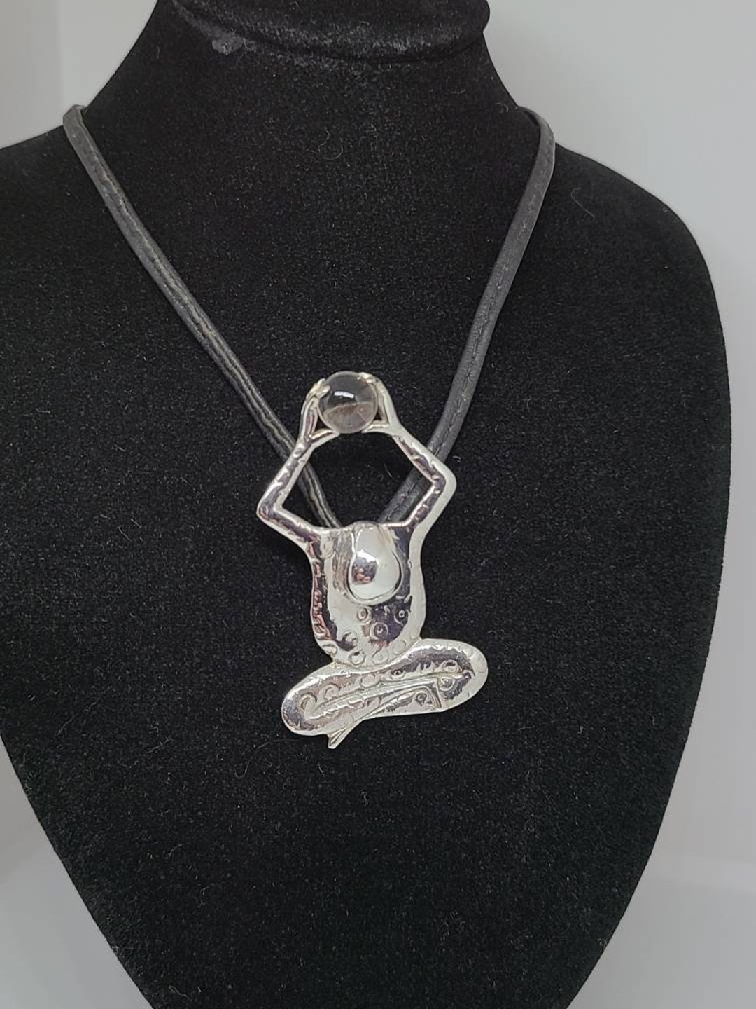 Meditation Yoga Pose Crystal Ball Necklace 925 Silver Quartz - Etsy