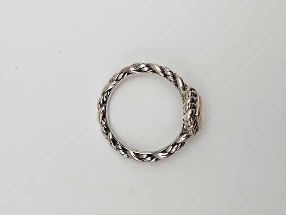 JAI Diamond Shaped Cable Ring, 925 Silver and 14kt Go… - Gem