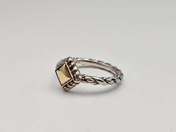 JAI Diamond Shaped Cable Ring, 925 Silver and 14kt Go… - Gem