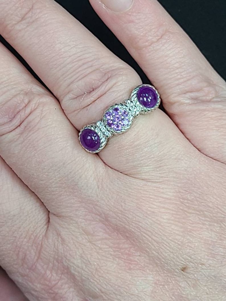 Judith Ripka Amethyst Ring 925 Silver Rope Texture Amethyst - Etsy