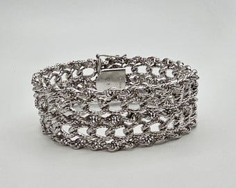 Vintage 925 Sterling Silver Wide Rope and Oval Link Bracelet Vintage 925 Sterling Silver Wide Rope and Oval Link Bracelet