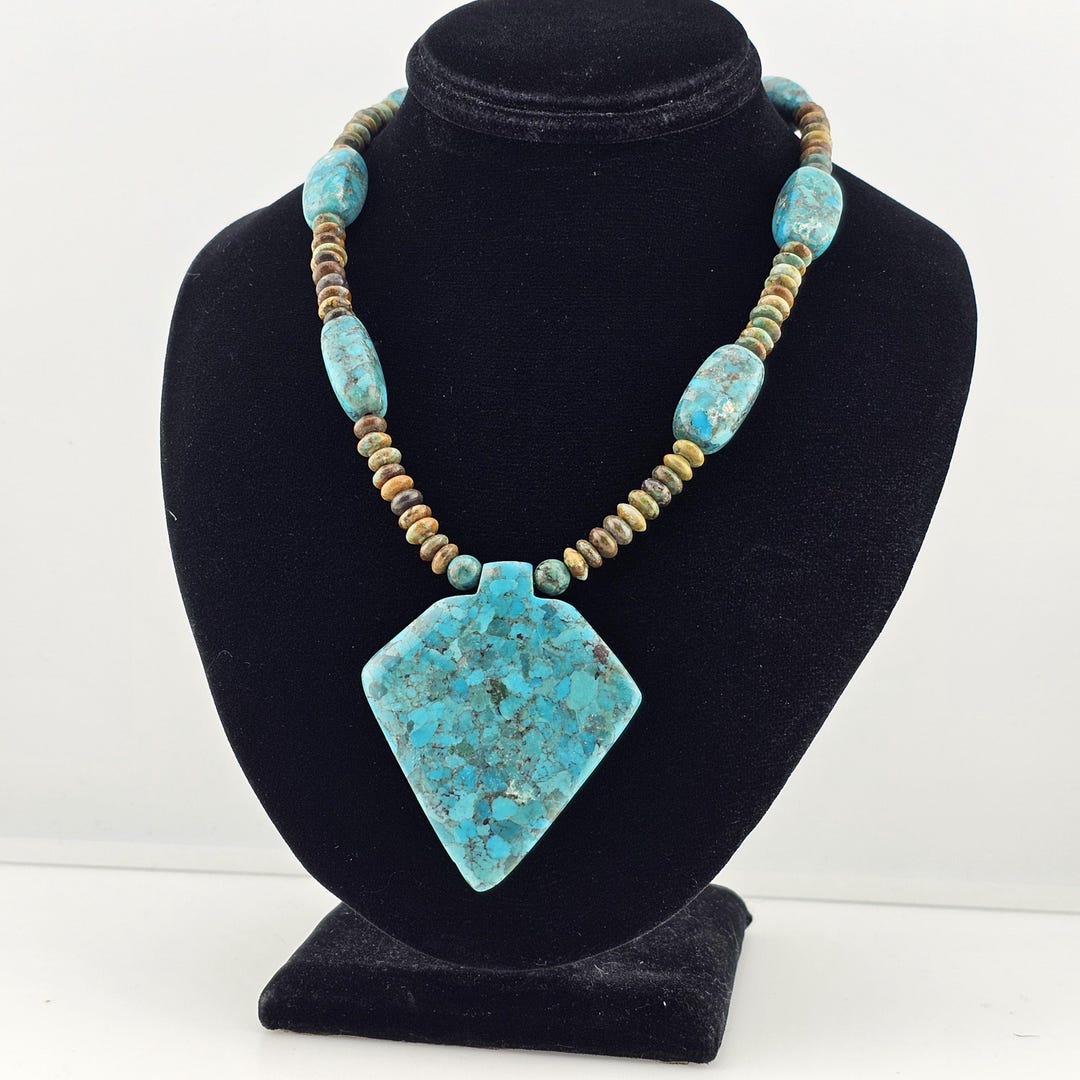 Designer Hay King Arrow Shaped Turquoise Necklace 925 Sterling Silver ...