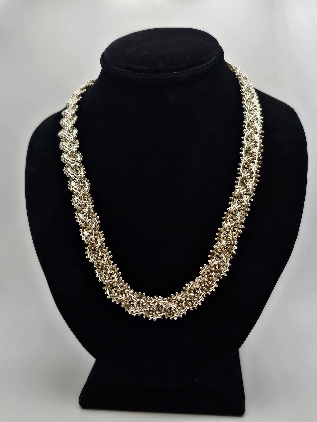 Braided Riccio Necklace in 925 Silver, Mexican Artisan Diamants, Woven ...