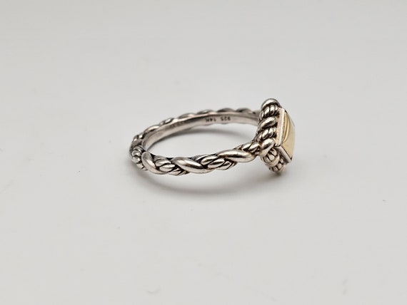 JAI Diamond Shaped Cable Ring, 925 Silver and 14kt Go… - Gem